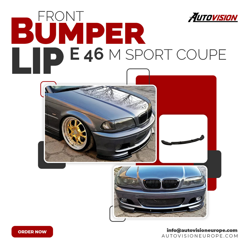 Autovision for BMW E46 M Sport Front Bumper Lip Piano Black Vacuum 199 ...