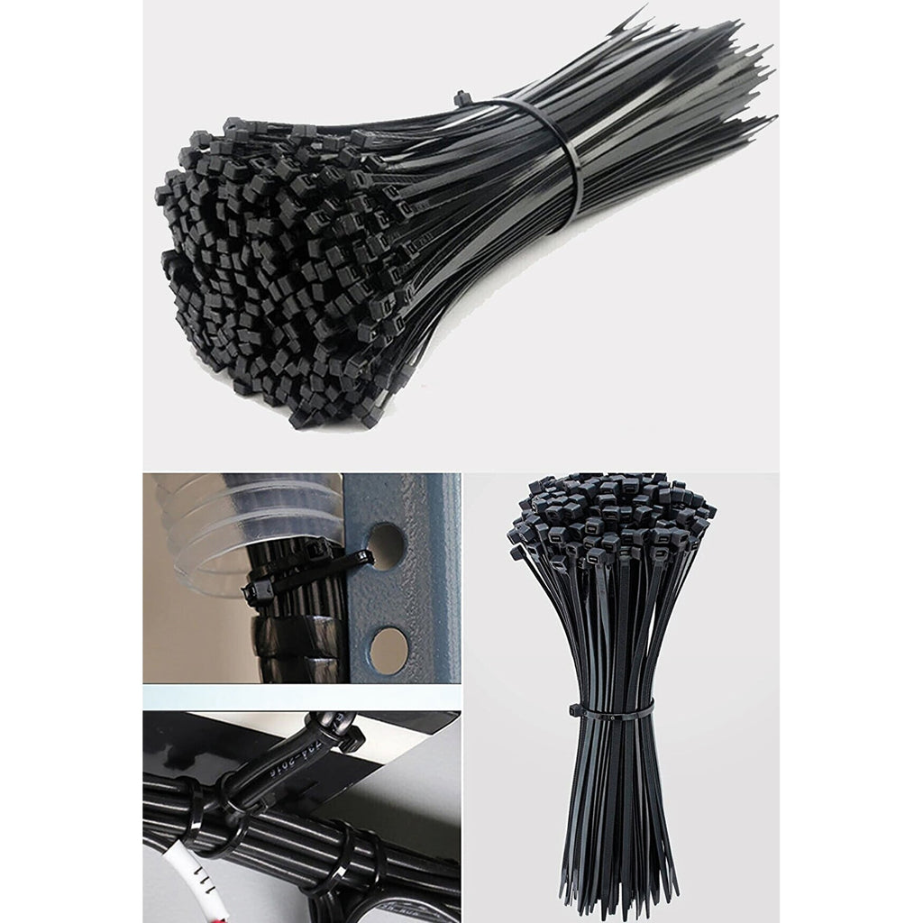 Cable Tie Plastic Velcro Clamp Black 4,8 x 300 100 Pcs x10 Unit Plasti ...